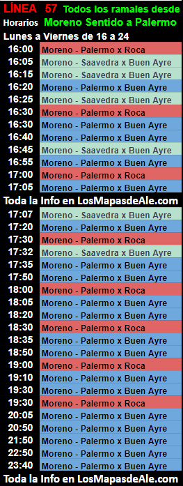 Línea 57 Moreno: Guía Completa de horarios de todos los ramales que ...