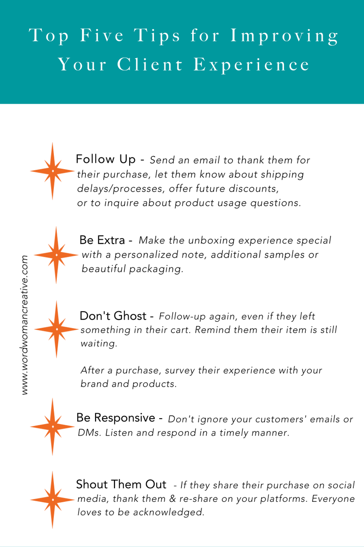 Five Ways to Improve Your Customer Experience — Wordwoman Creative ...