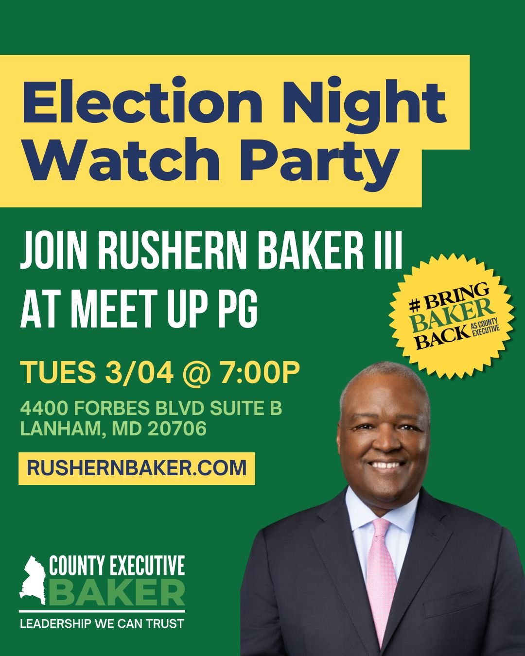Election Night Watch Party — Rushern Baker
