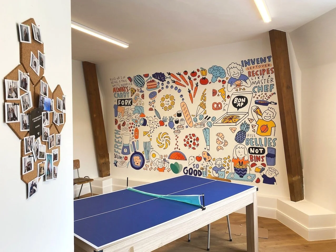 Collaborative office mural at Too Good To Go Belgium