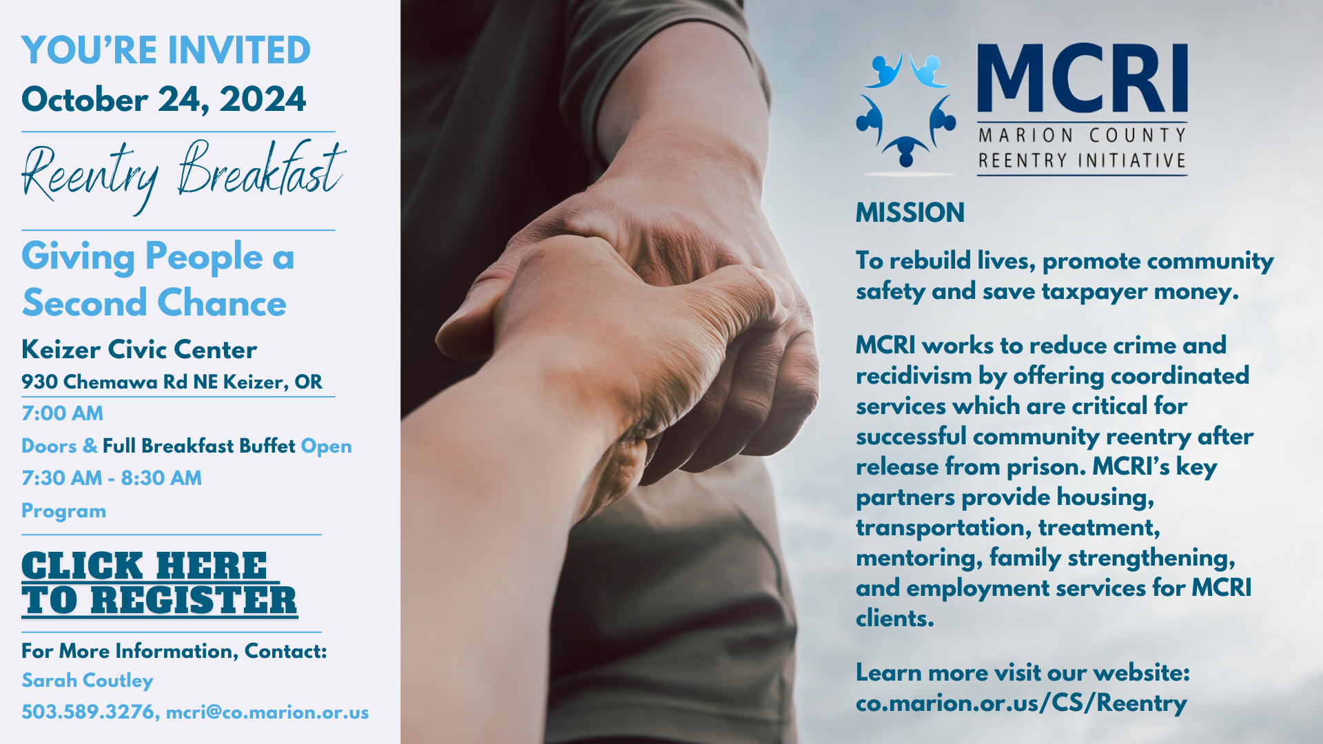 DON'T FORGET: Join Us October 24th - MCRI Reentry Breakfast — Marion ...