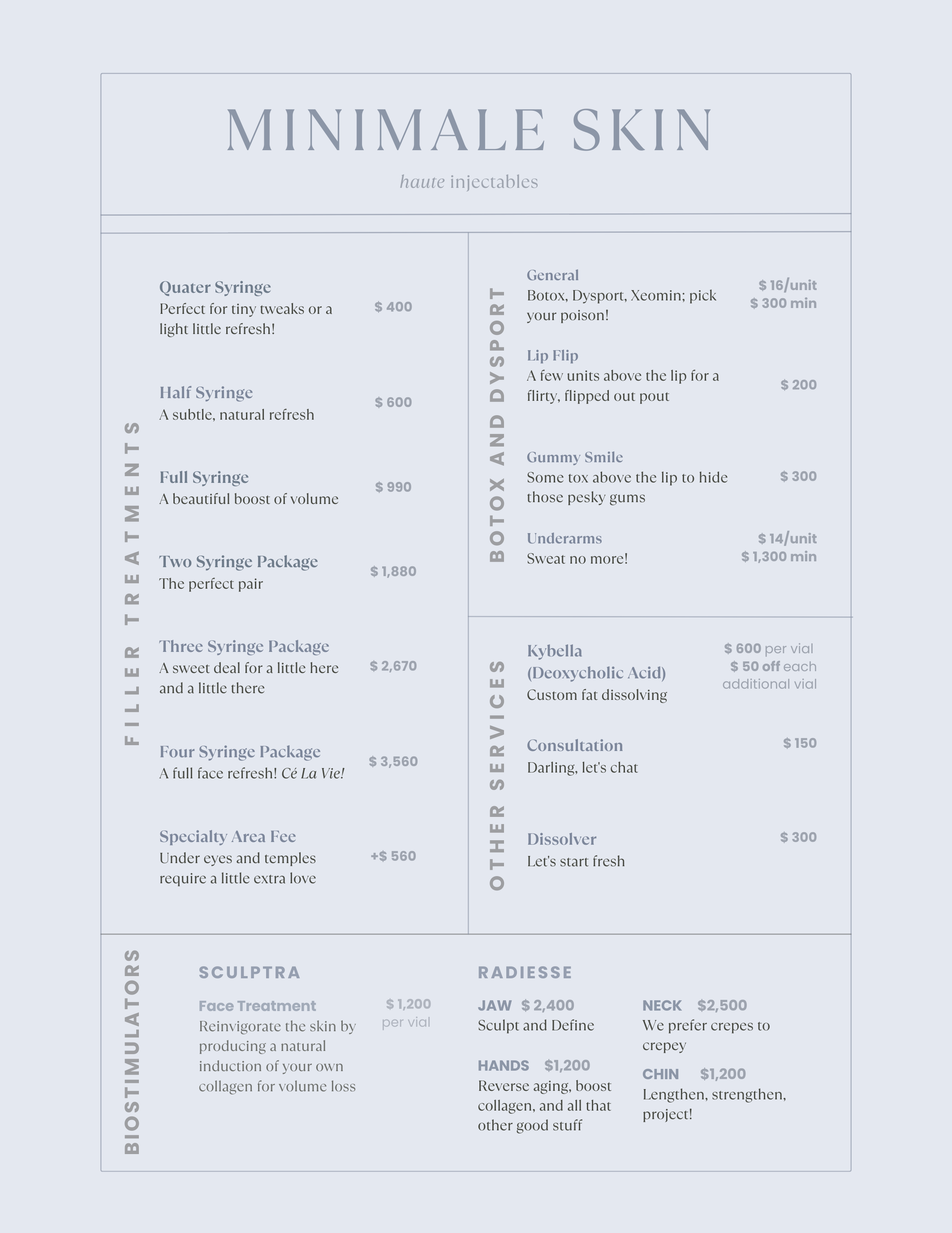 Menu — MINIMALE SKIN