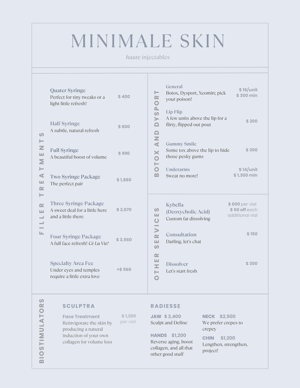 Menu — MINIMALE SKIN