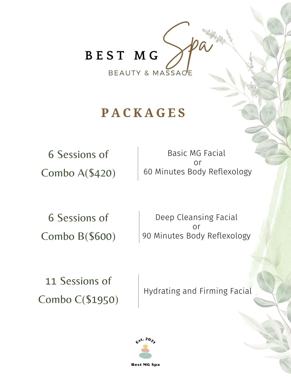 Pricing — Best MG Spa