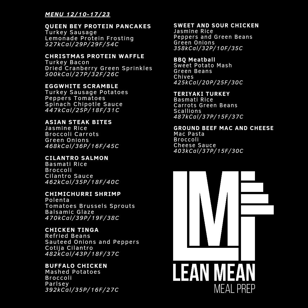 Menu — Lean Mean Meal Prep