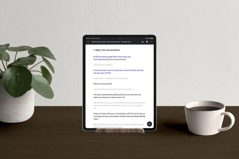 Web Designer Sales Call Script Template — Danbee Shin