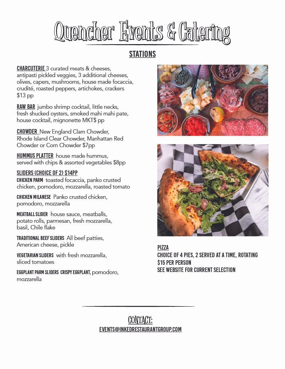 PRIVATE EVENT MENUS — THE QUENCHER