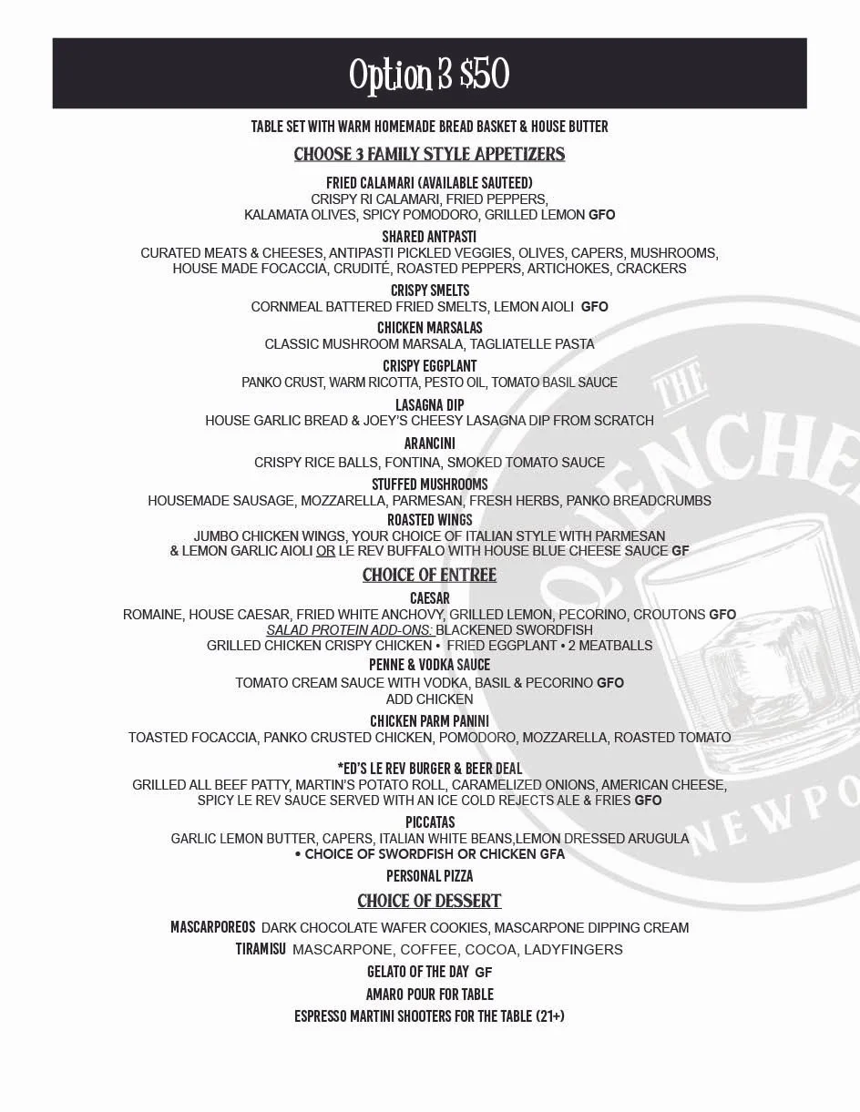 PRIVATE EVENT MENUS — THE QUENCHER