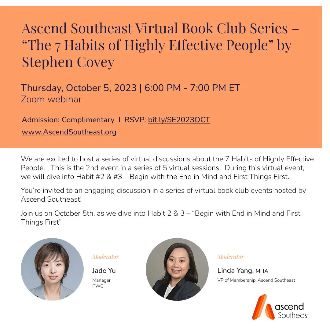 Ascend Southeast Virtual Book Club Event – Habit 2 & 3 of “The 7 Habits ...