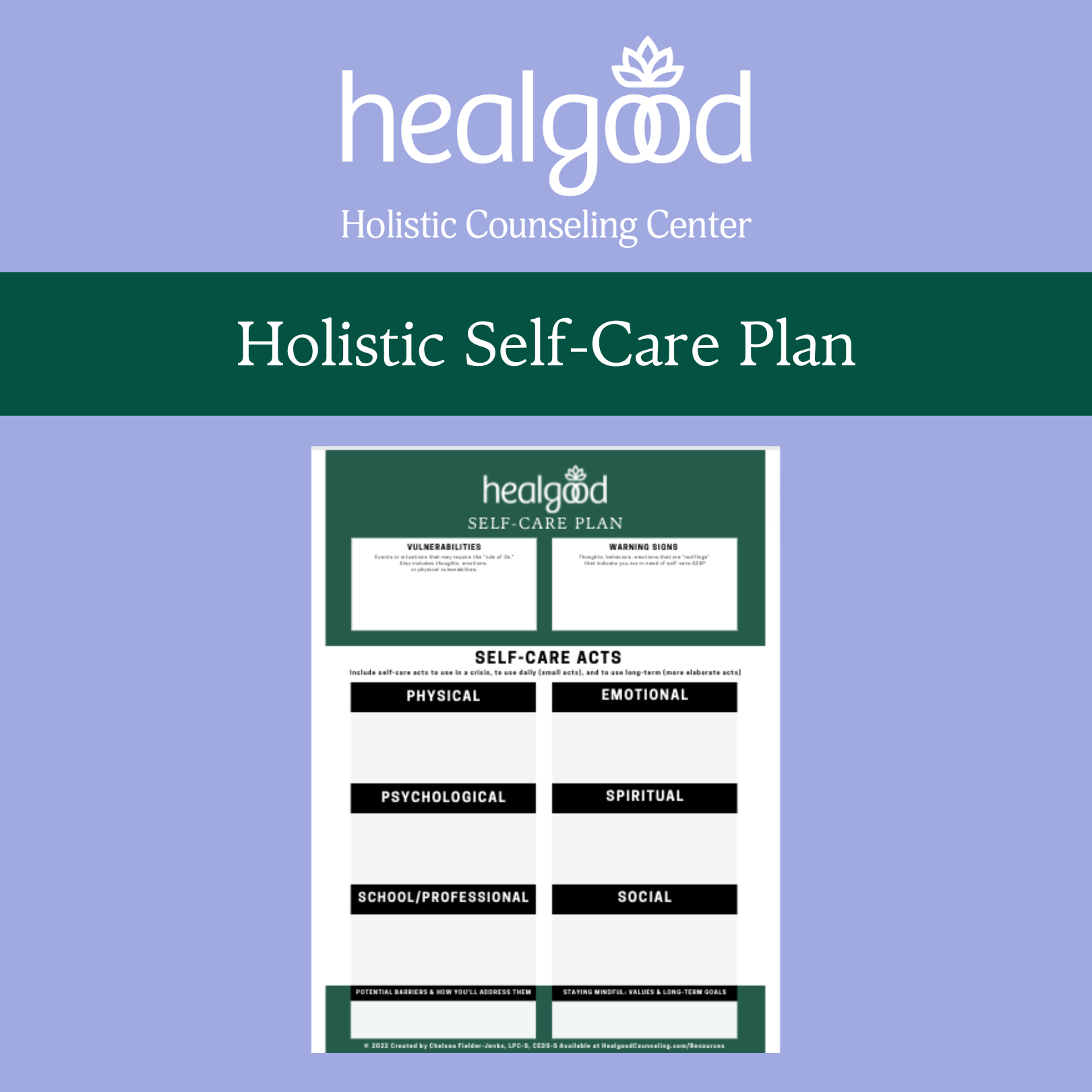 Holistic Self-Care Plan — Healgood Holistic Counseling Center