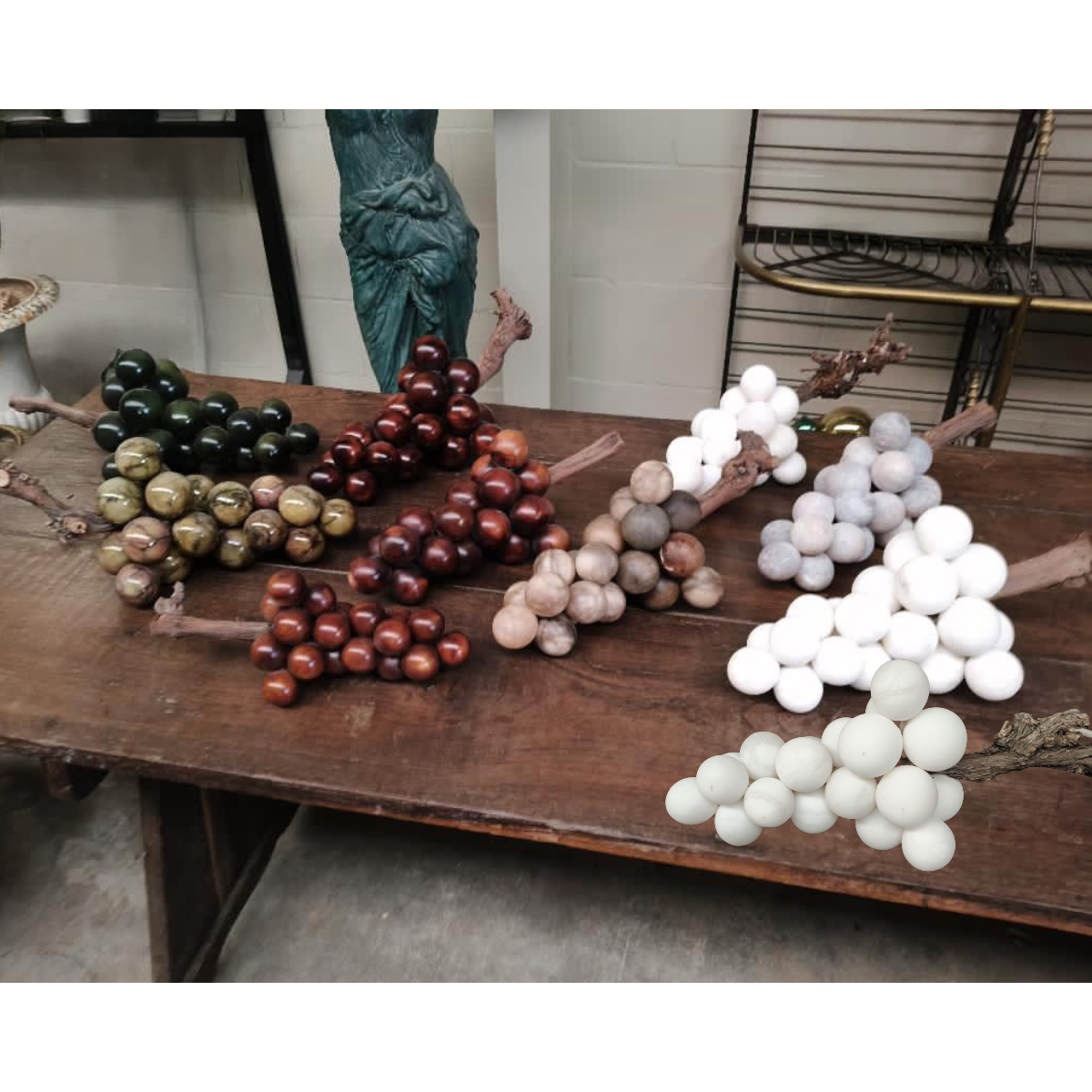 Mid-Century Modern Italian Alabaster Grape Clusters on Grape Vine Stems ...