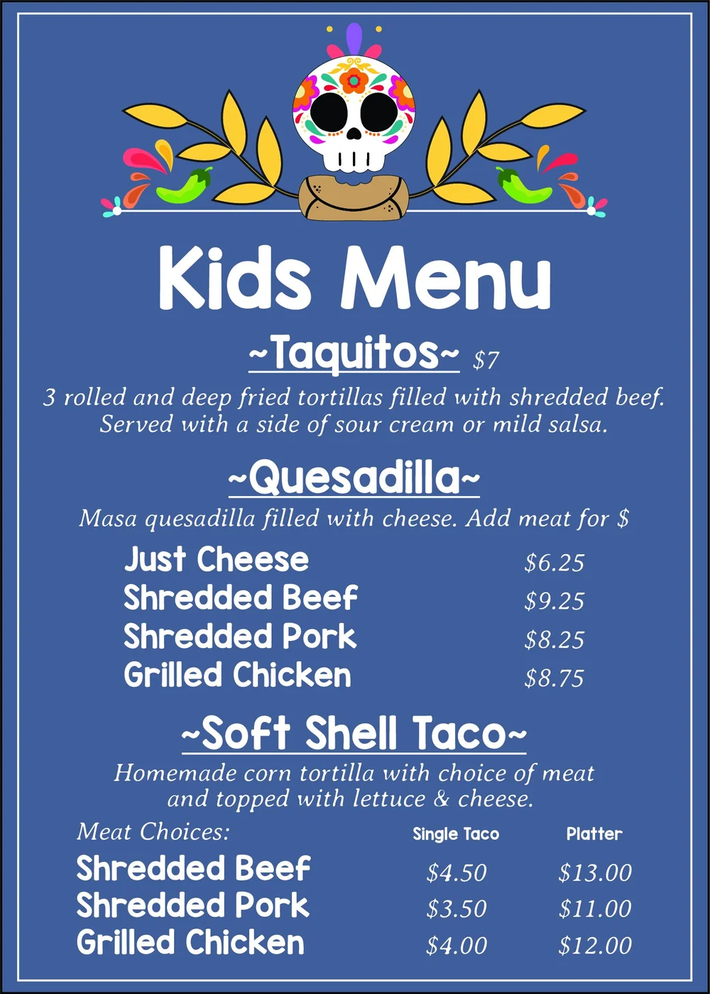 Menu — Pancho's Taqueria & Mexican Café