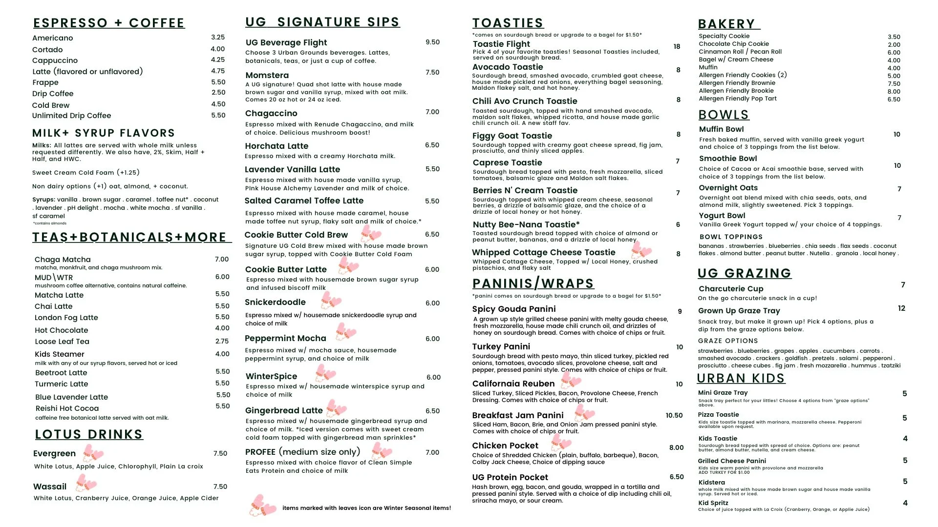 Urban Grounds Menu — Urban Grounds Coffee + Plant Lab