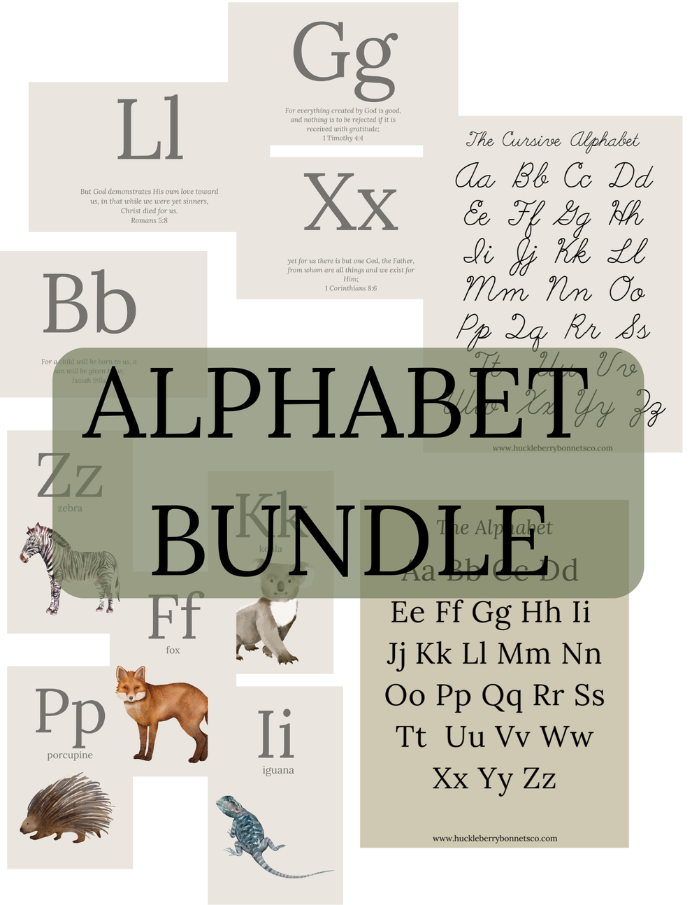 Cursive Alphabet Poster *Digital Download* — Huckleberry Bonnets Co