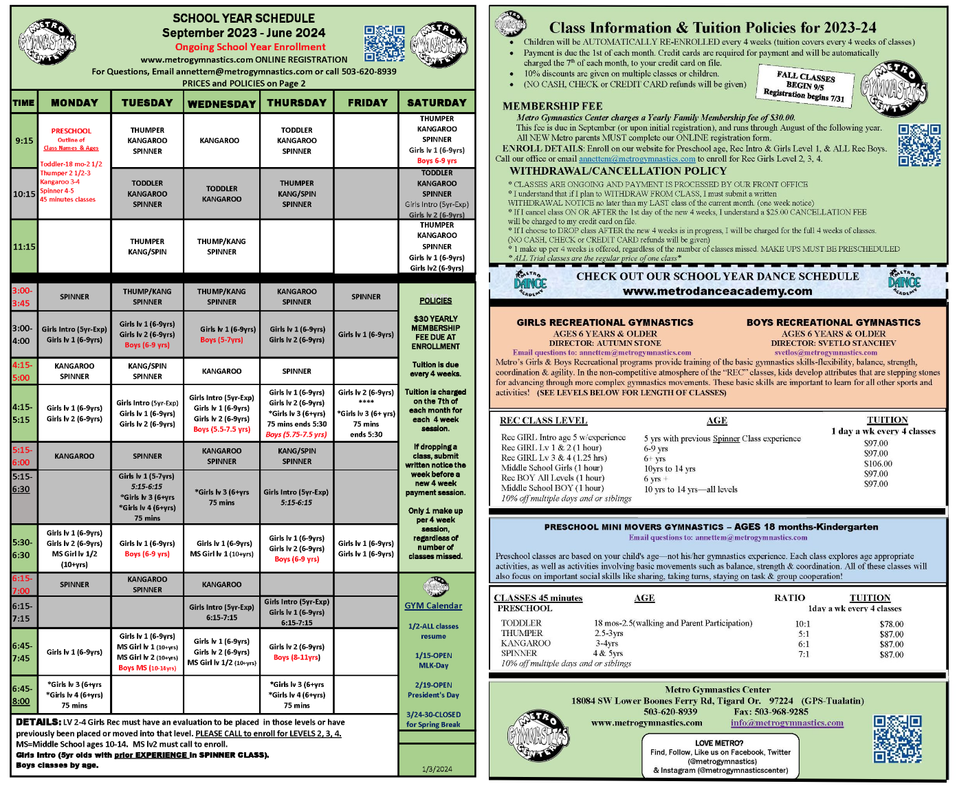 Metro Gymnastics Center - Where kids get a jump on life!