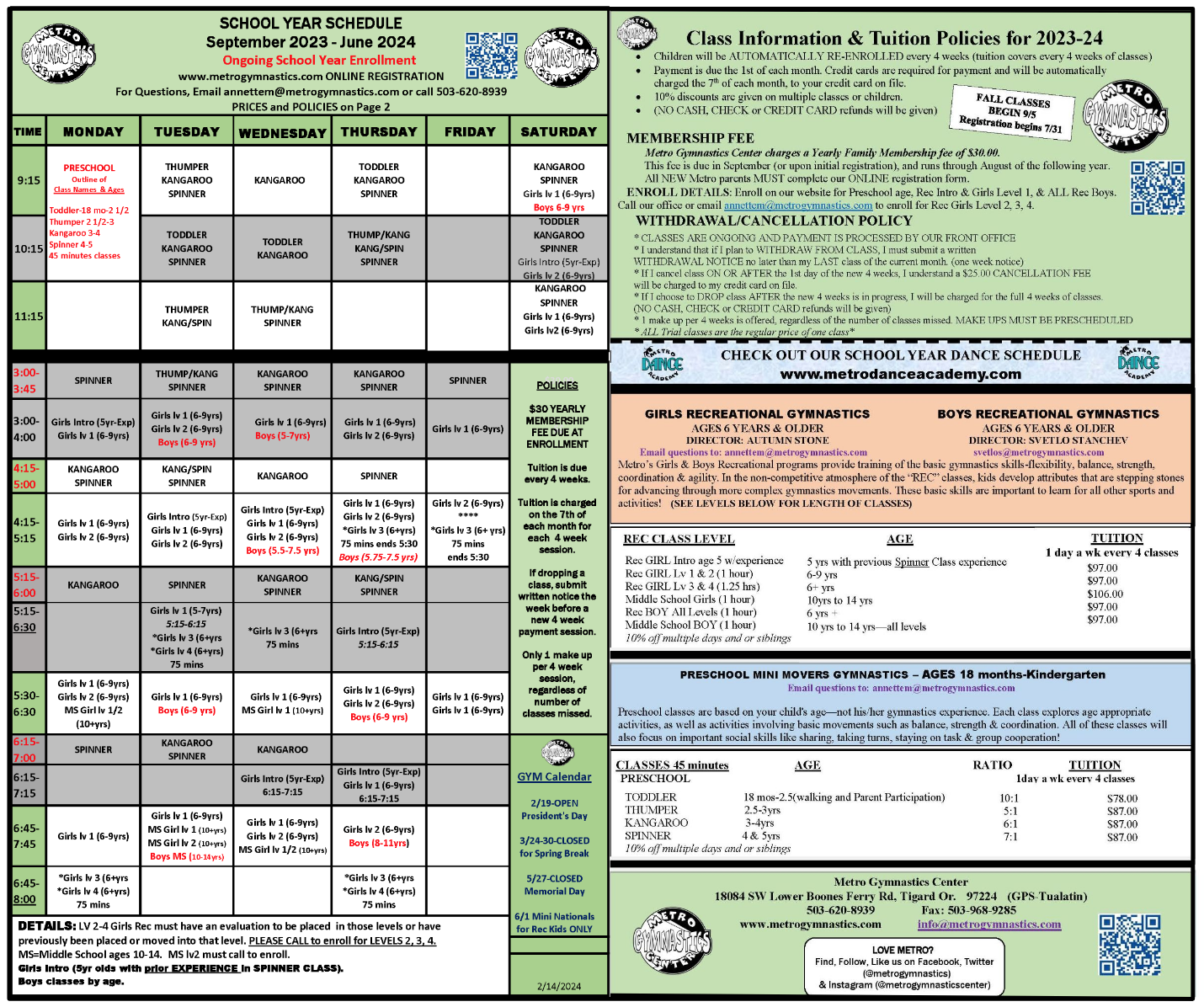 Metro Gymnastics Center - Where kids get a jump on life!