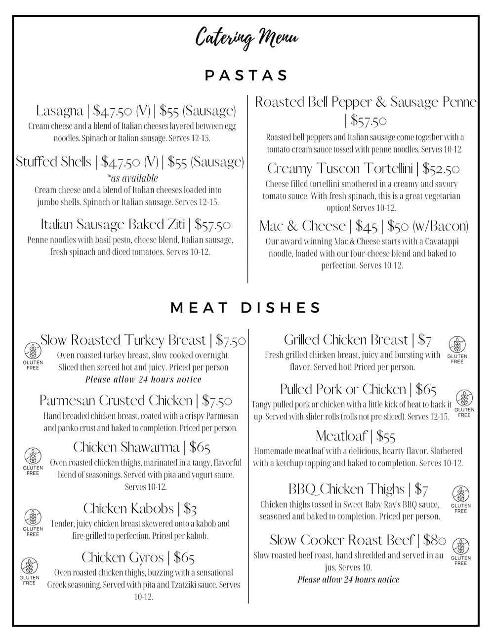 Catering Menu — Off the Cuff Catering