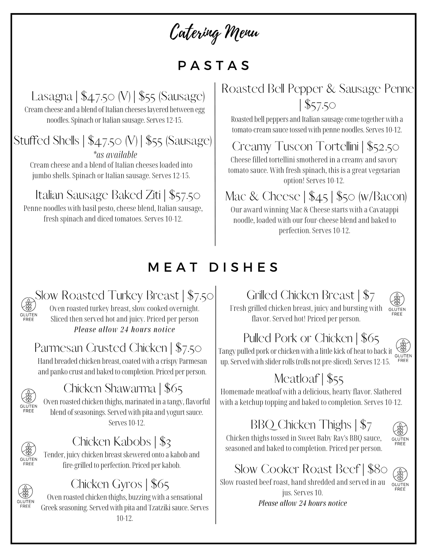 Catering Menu — Off the Cuff Catering