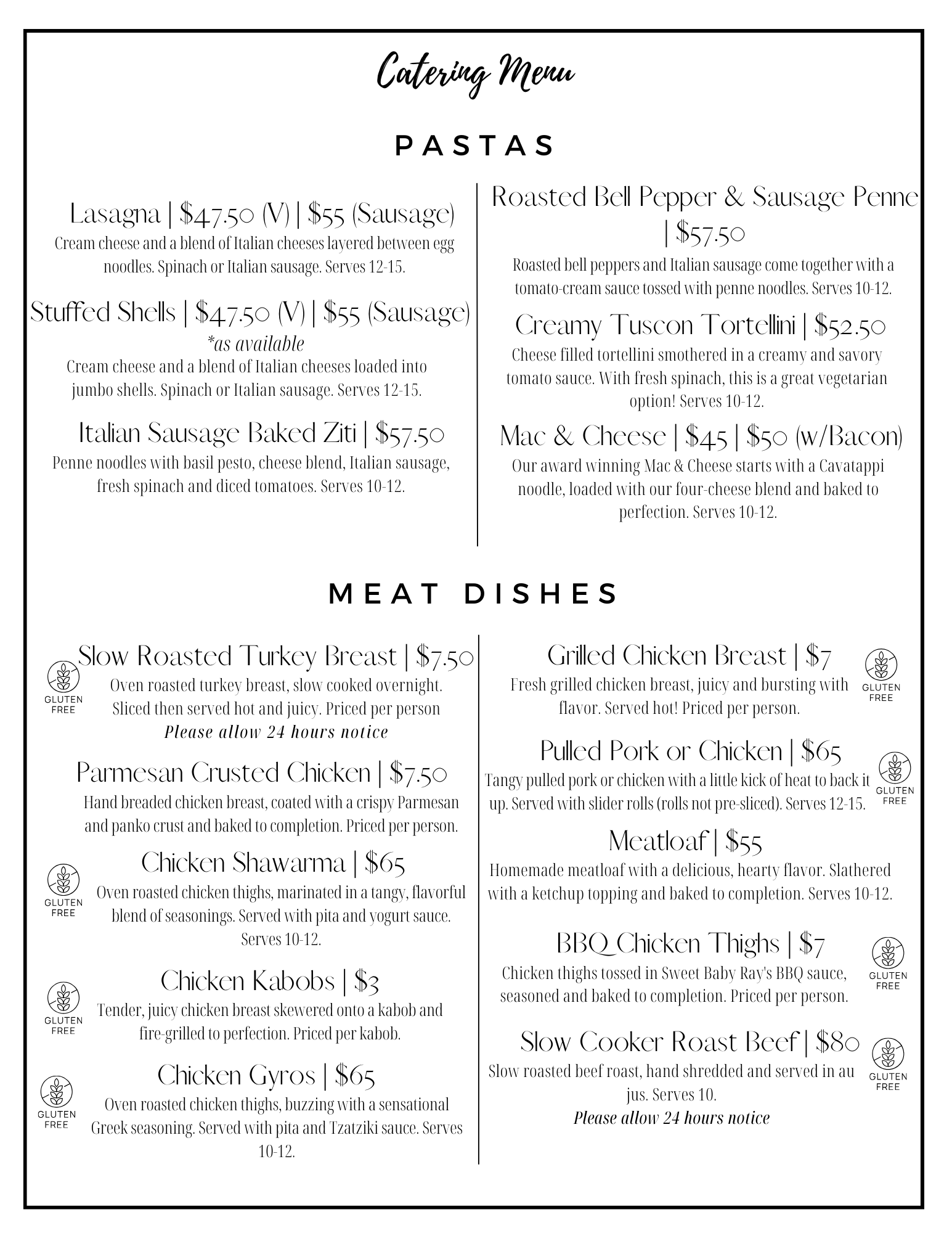 Catering Menu — Off the Cuff Catering