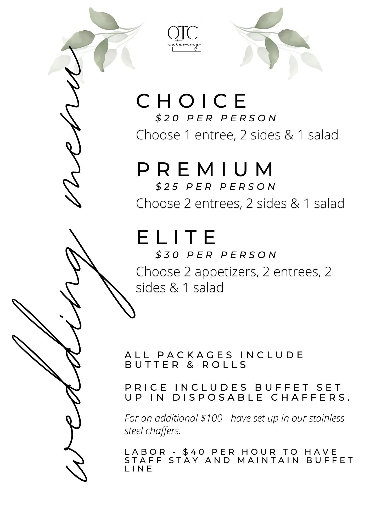 Wedding Menu — Off the Cuff Catering