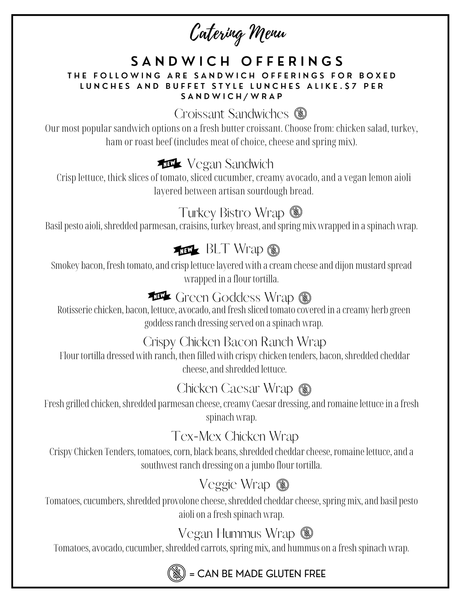 Catering Menu — Off the Cuff Catering