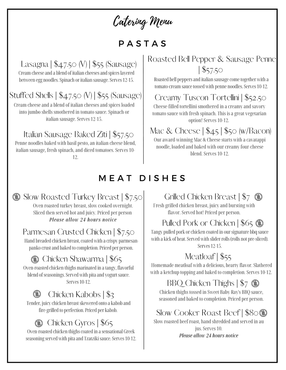 Catering Menu — Off the Cuff Catering