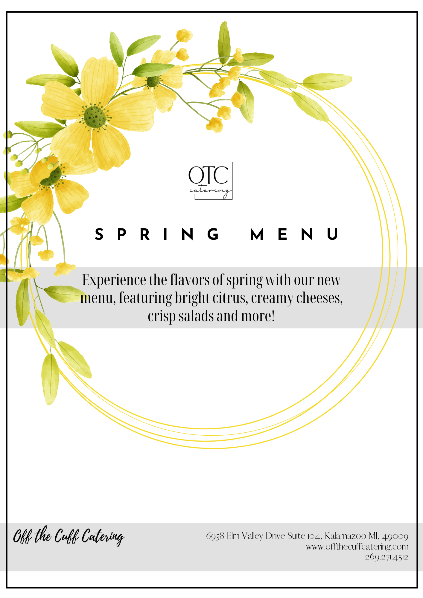 Seasonal Menu — Off the Cuff Catering