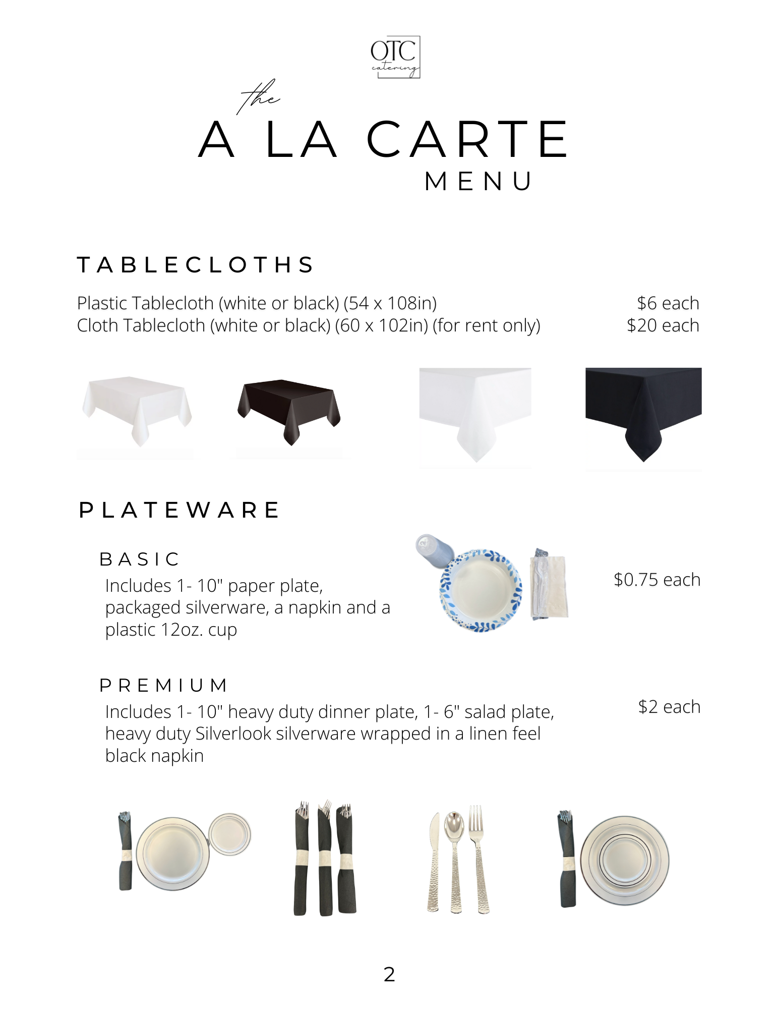 A La Carte Menu — Off the Cuff Catering