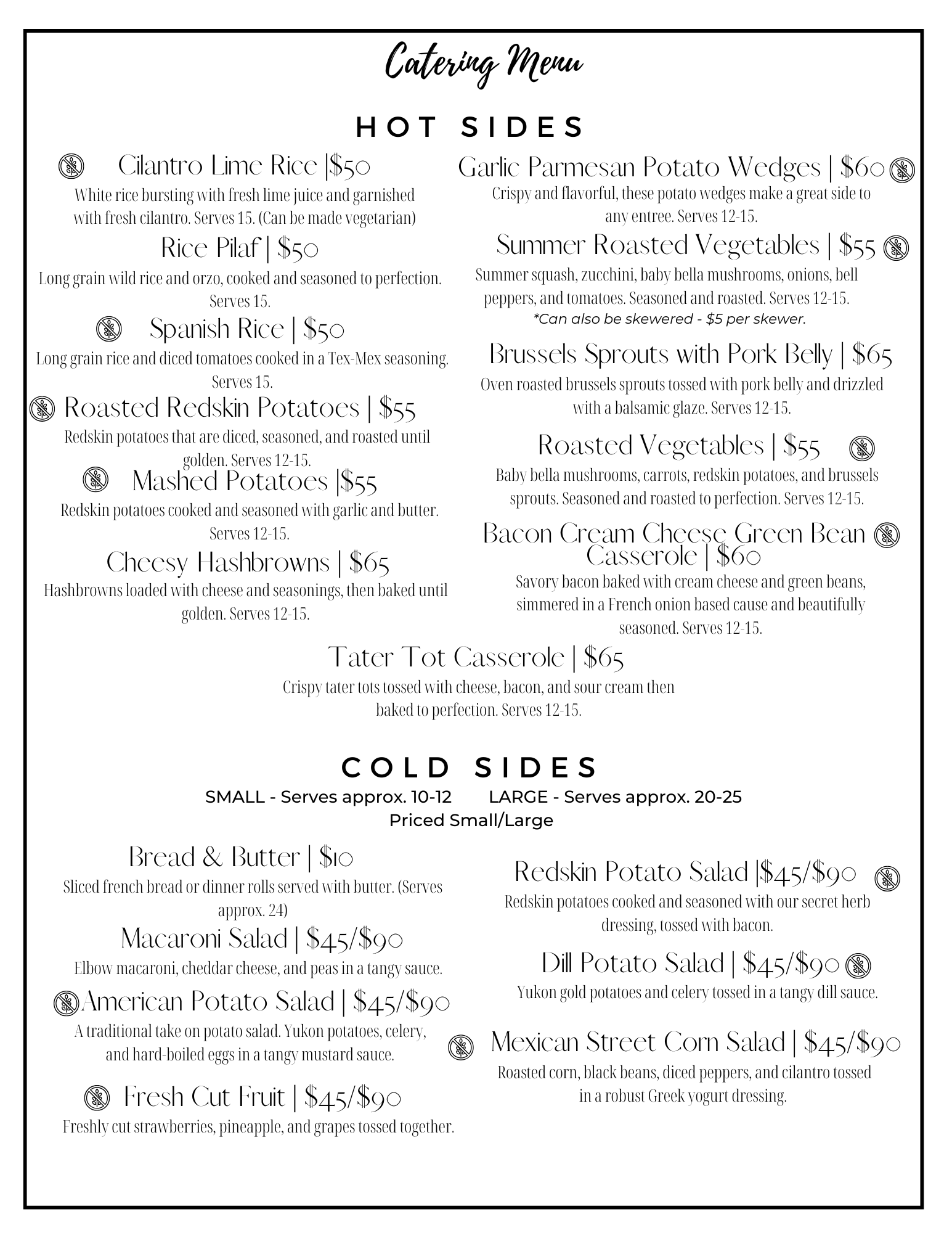 Catering Menu — Off the Cuff Catering