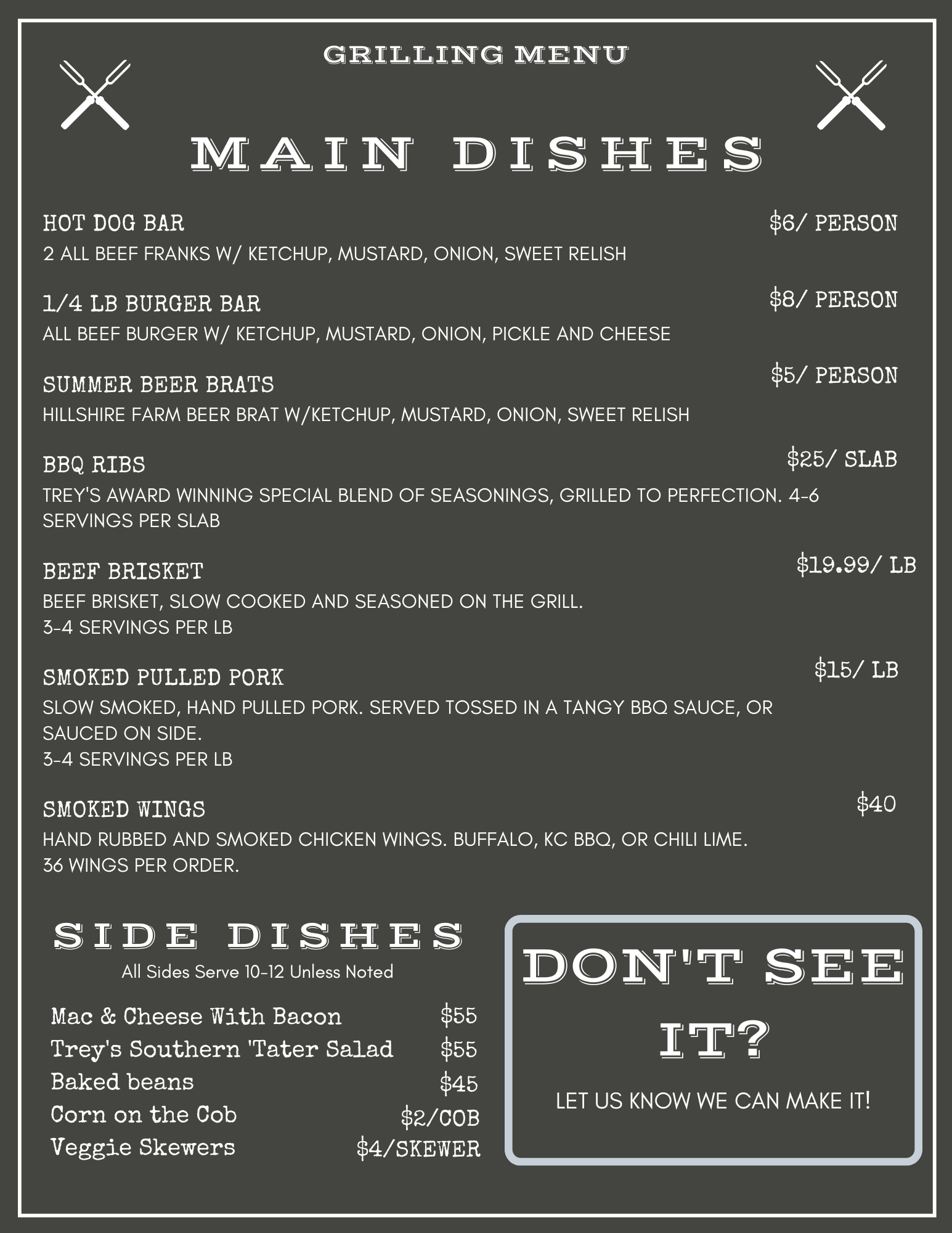 Grilling Menu — Off the Cuff Catering