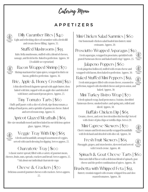 Catering Menu — Off the Cuff Catering