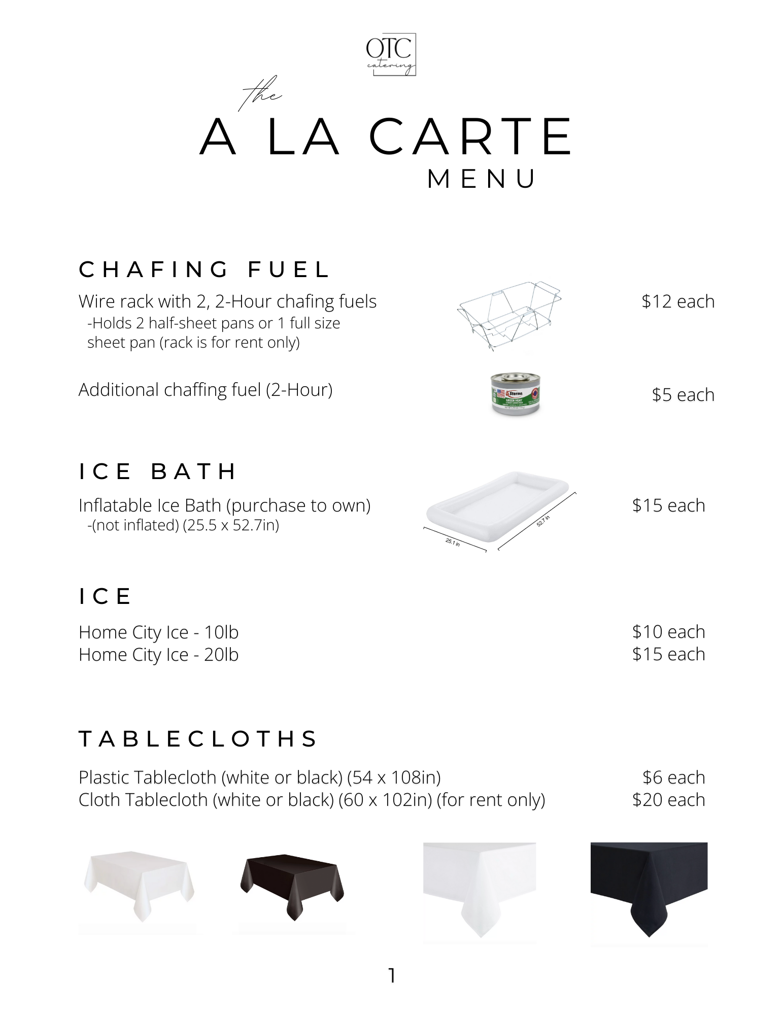 A La Carte Menu — Off the Cuff Catering