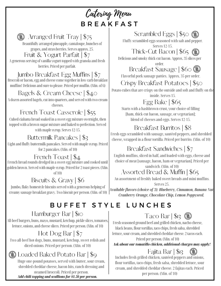 Catering Menu — Off the Cuff Catering