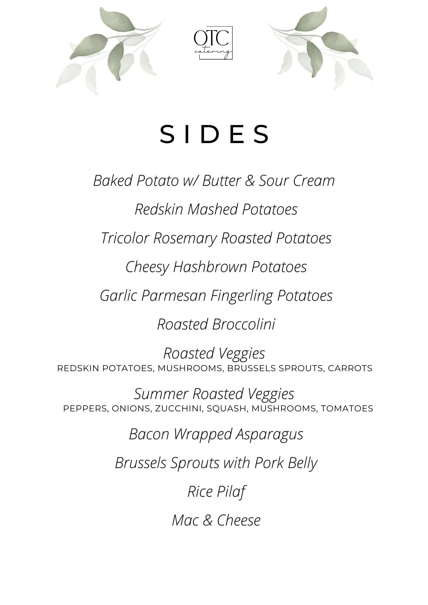Wedding Menu — Off the Cuff Catering