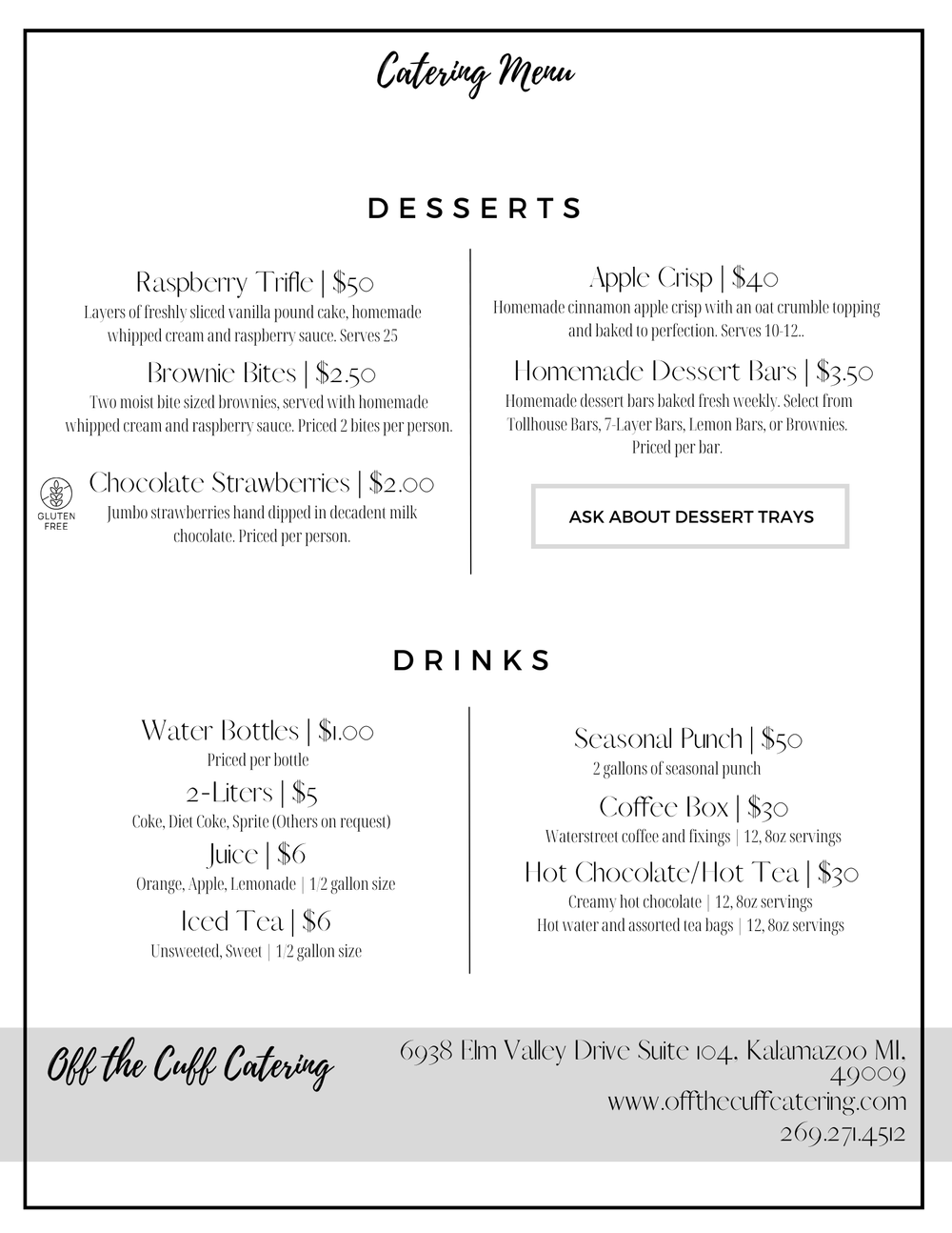 Catering Menu — Off the Cuff Catering