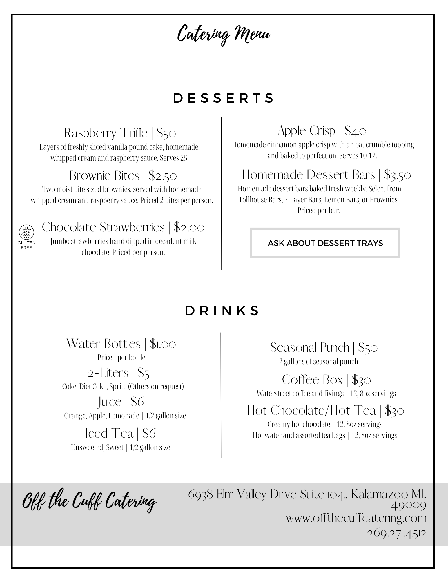 Catering Menu — Off the Cuff Catering