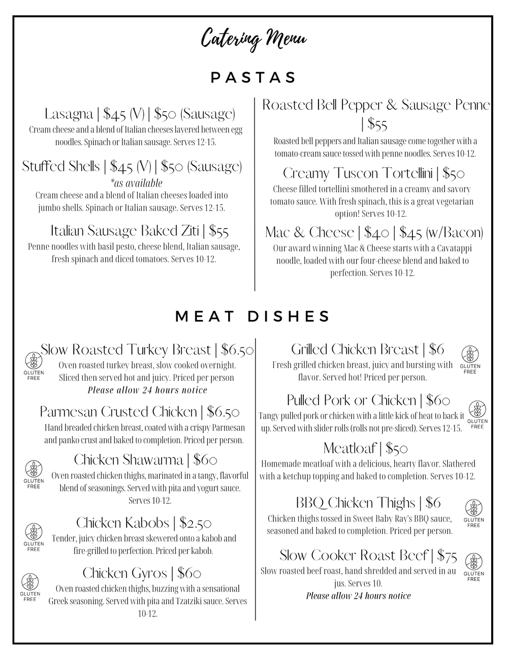 Catering Menu — Off the Cuff Catering