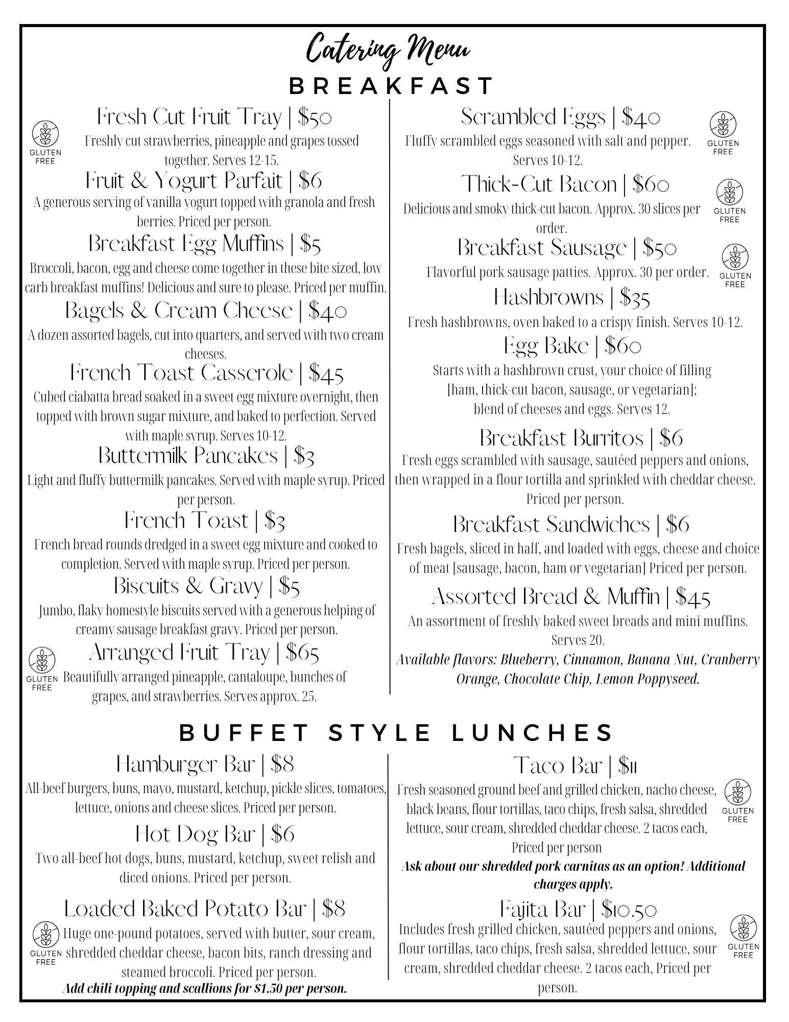 Catering Menu — Off the Cuff Catering
