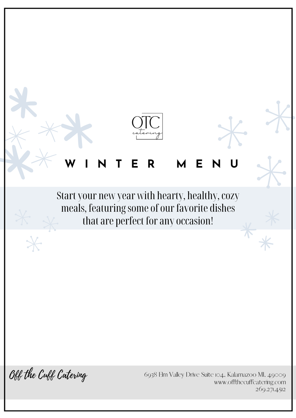 Seasonal Menu — Off the Cuff Catering
