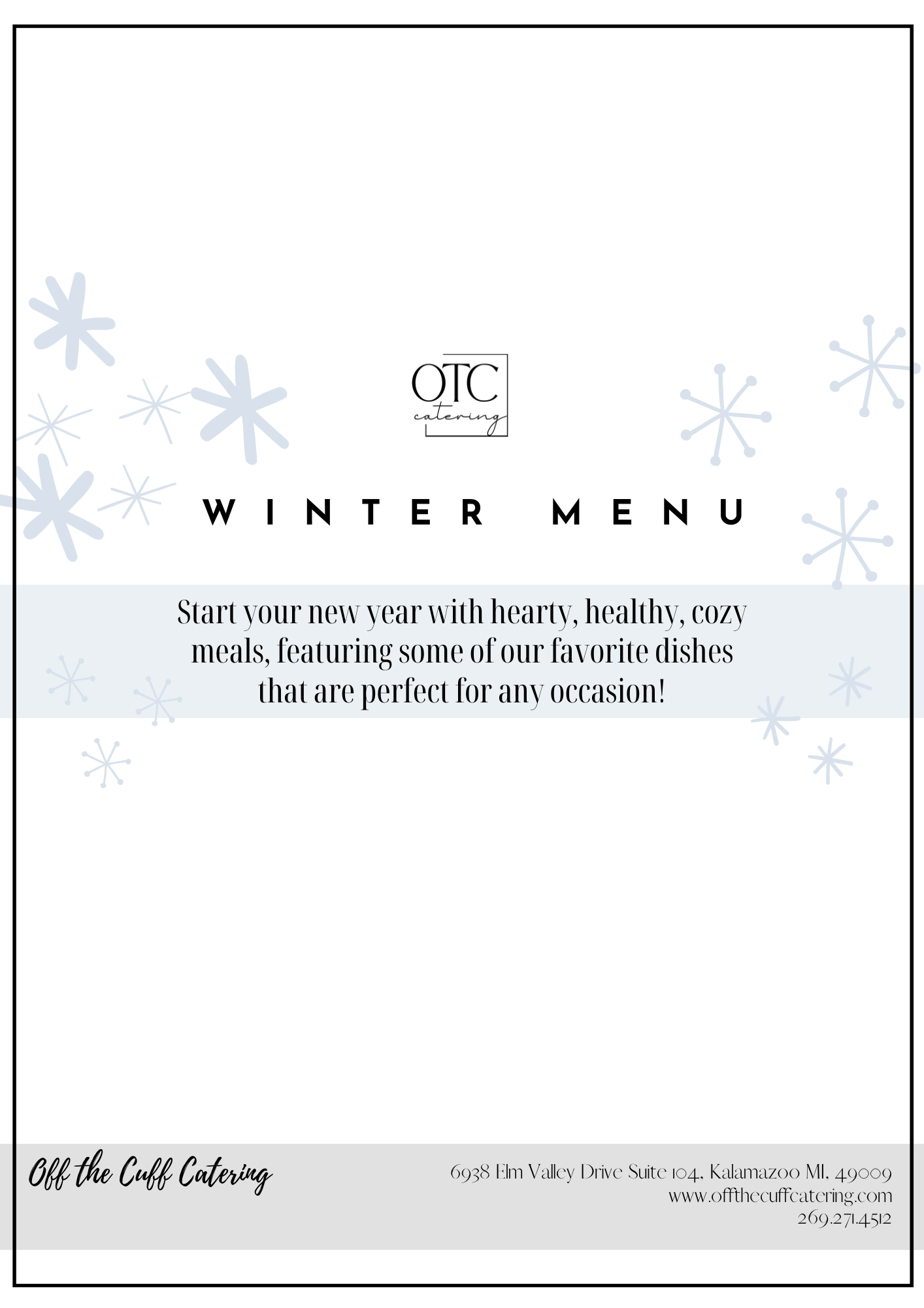 Seasonal Menu — Off the Cuff Catering