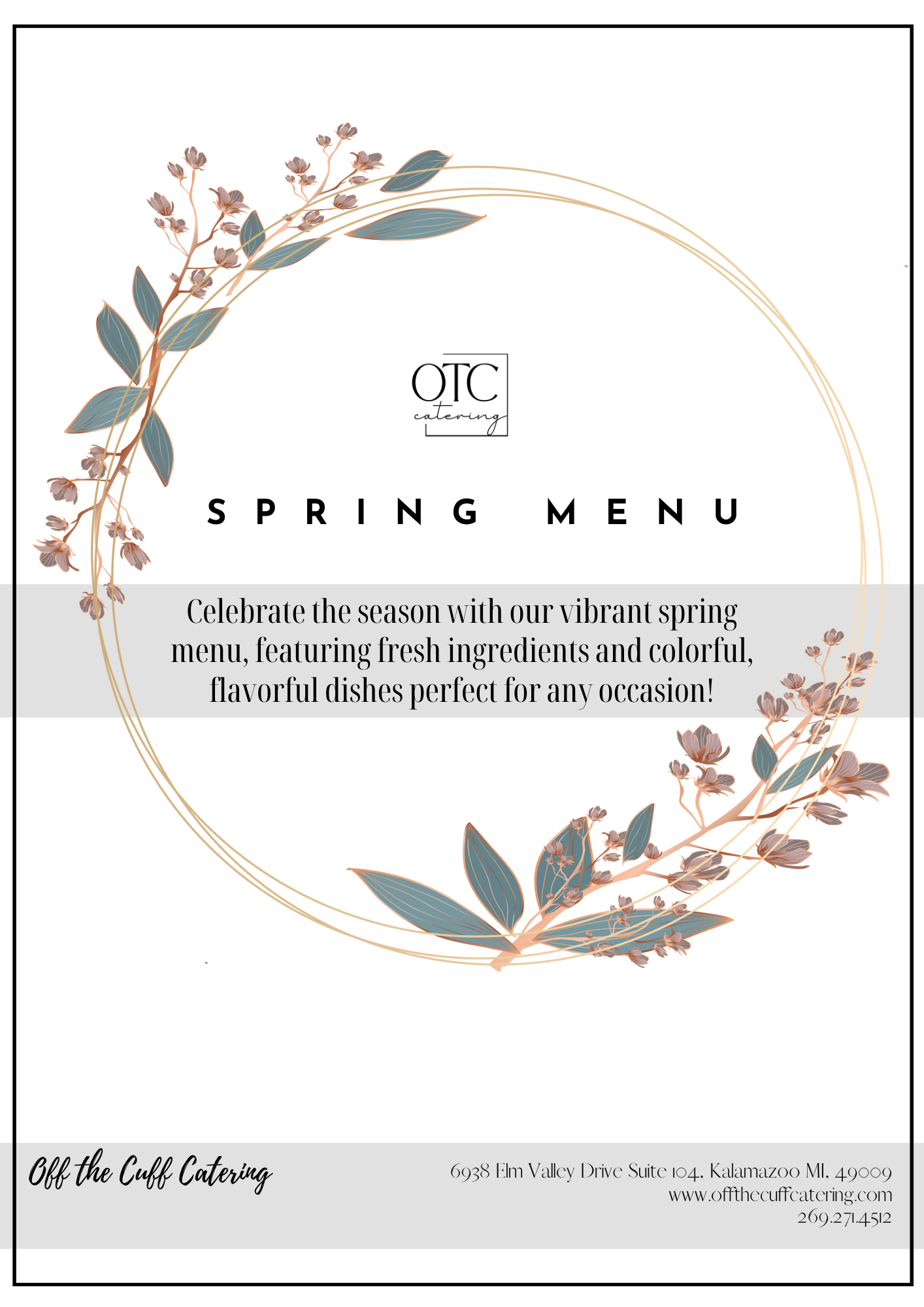 Seasonal Menu — Off the Cuff Catering