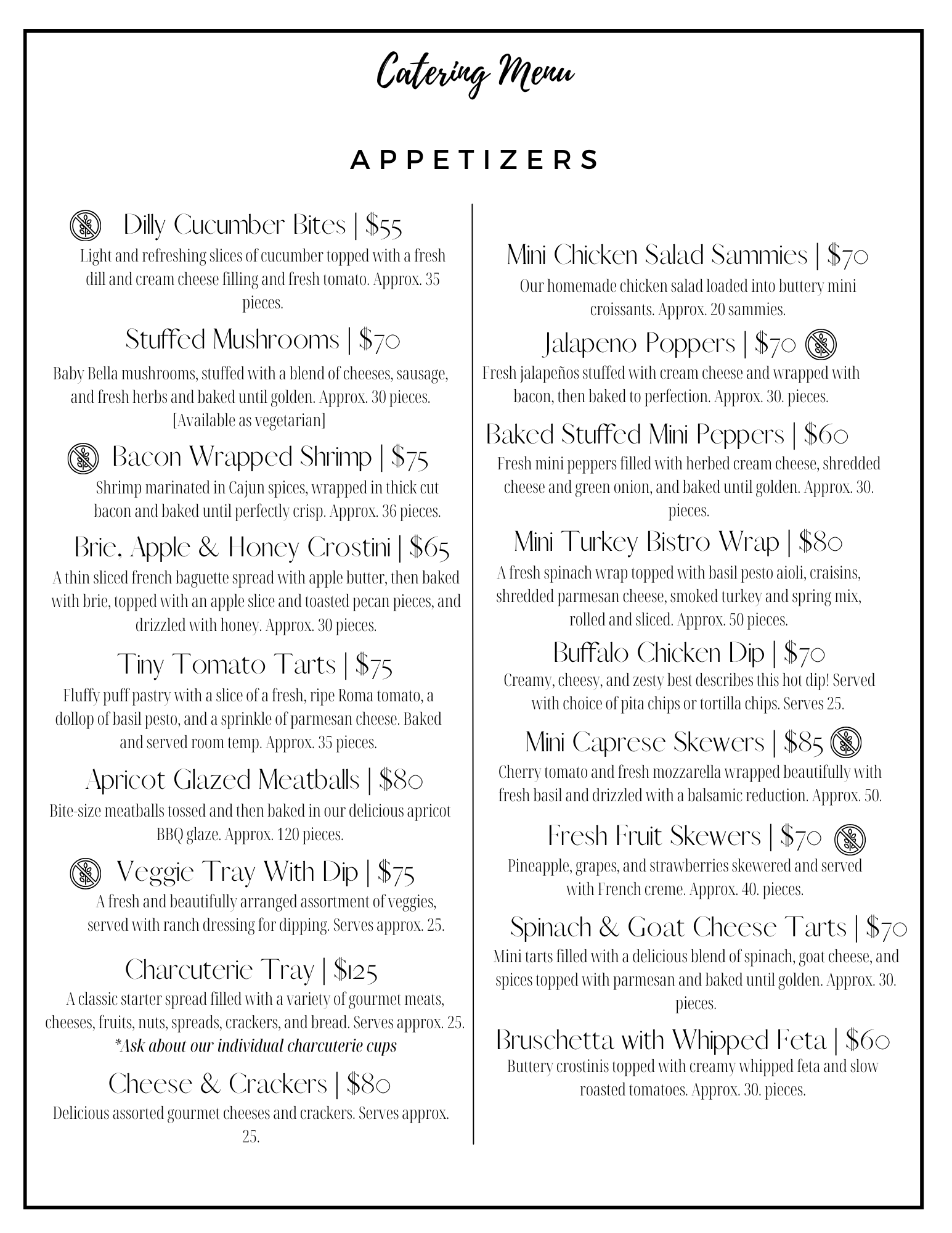 Catering Menu — Off the Cuff Catering