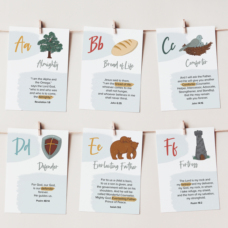 God Is ABC Scripture Cards - Teach Your Kids Bible Verses — Rowe+Rinn Co