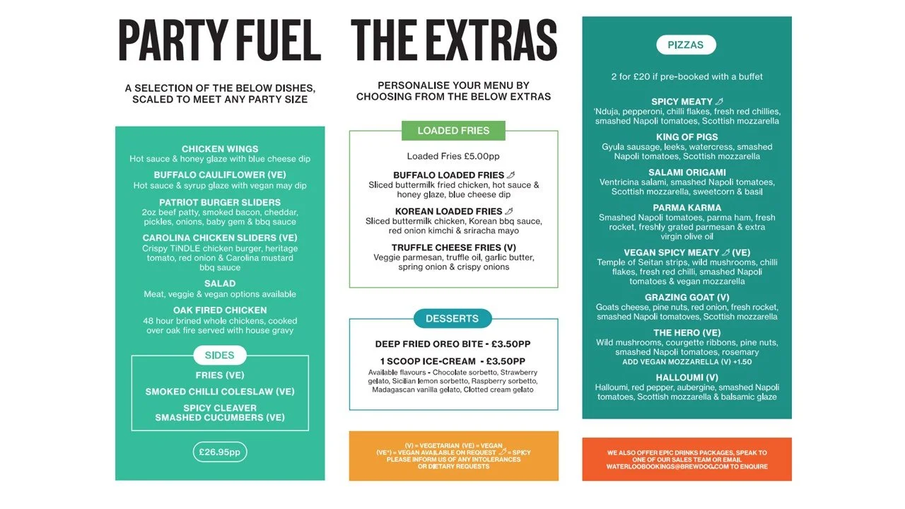 BUFFETMENUS — BREWDOG