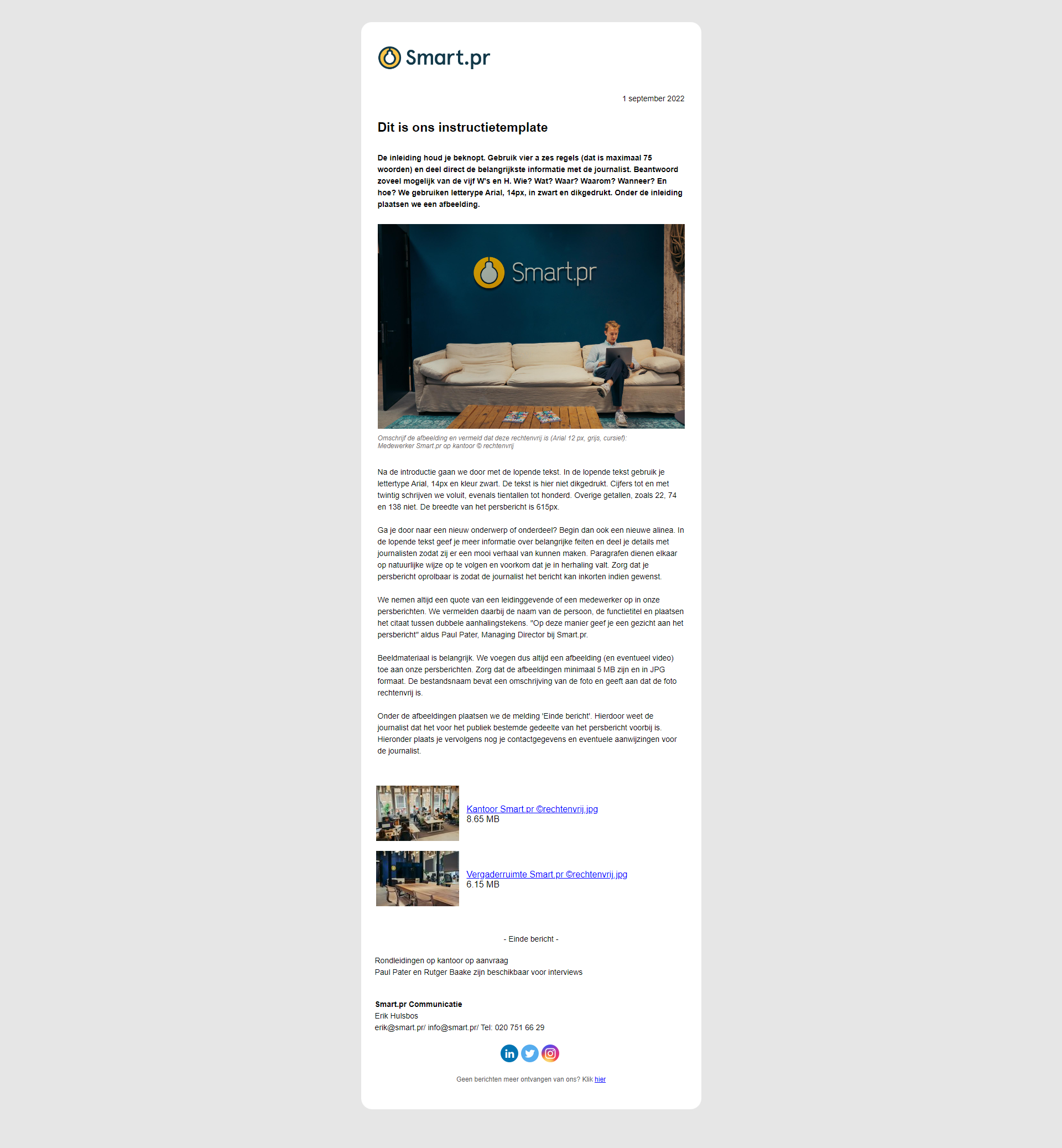 Een instructietemplate voor persberichten — Smart.pr