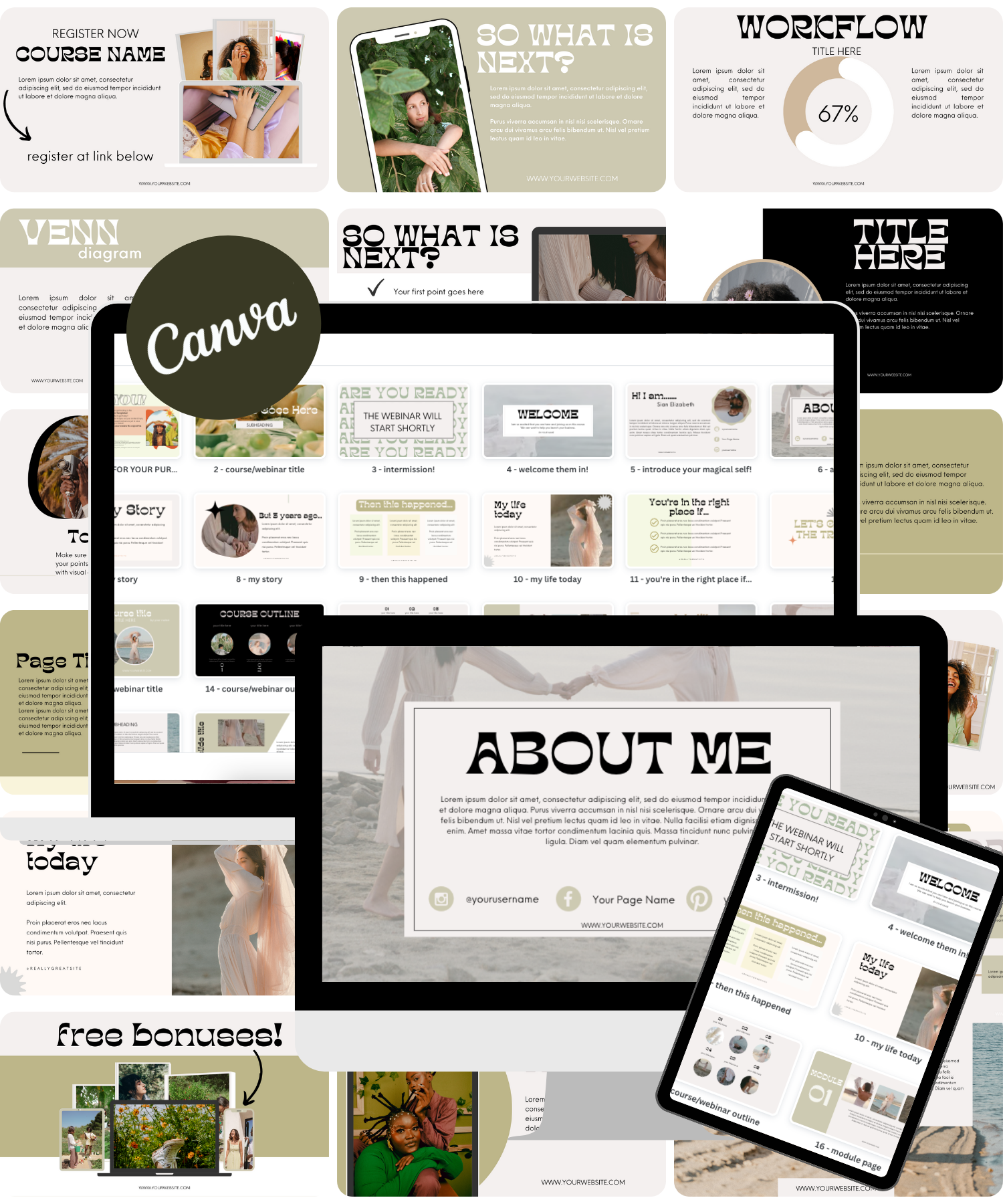 Minimally Modern Course & Workshop Canva Graphics - So It's Ren ...