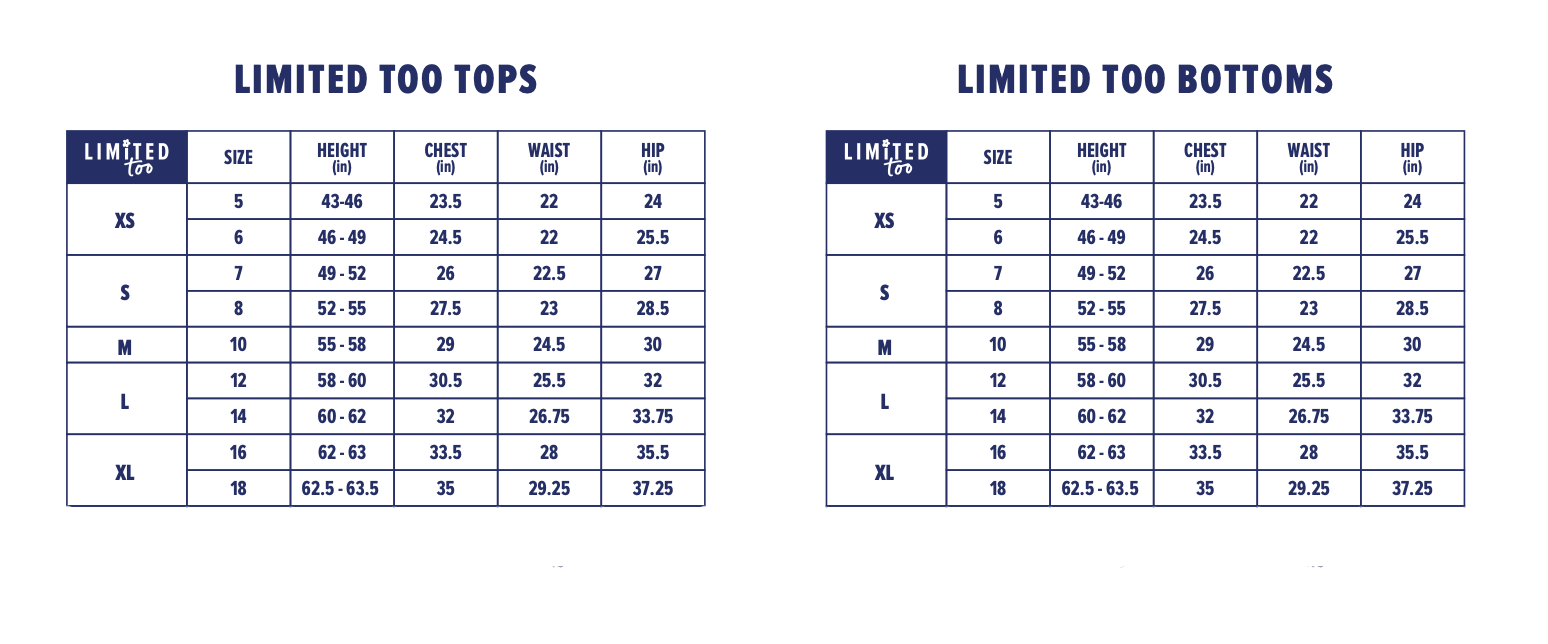 Limited Too Size Chart | Find Your Perfect Fit Today — LIMITED TOO