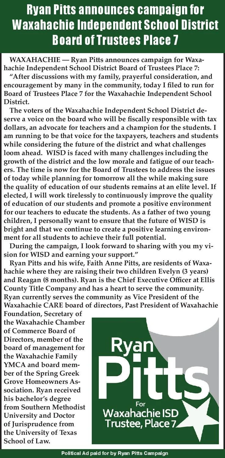 PRESS — Ryan Pitts