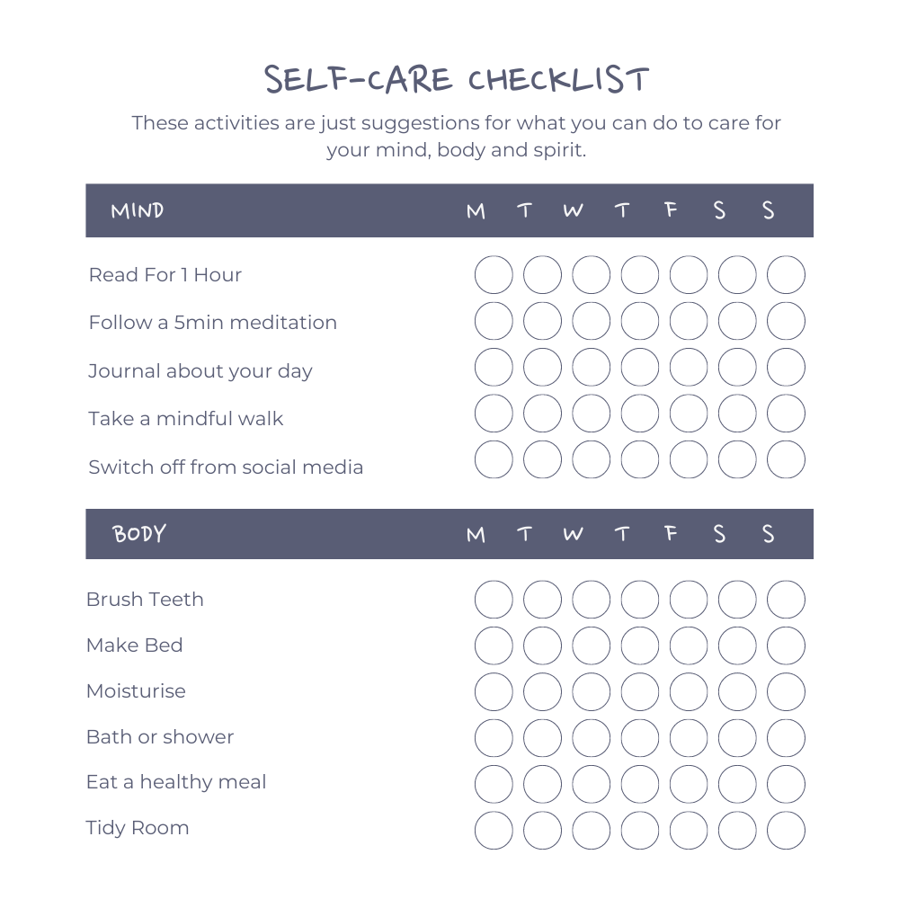 Free Printable Self-Care Checklist DIGITAL DOWNLOAD — Zala Wellbeing