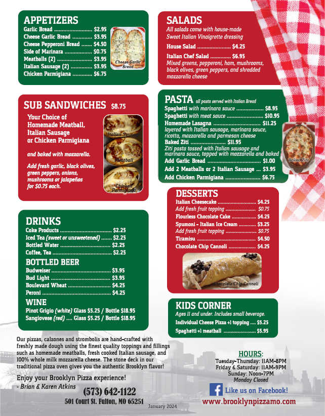 Menu — Brooklyn Pizza